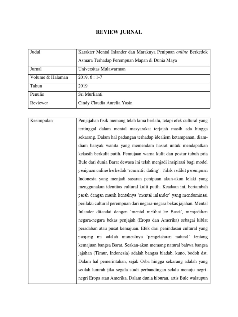 Review Jurnal Mental Inlander | PDF