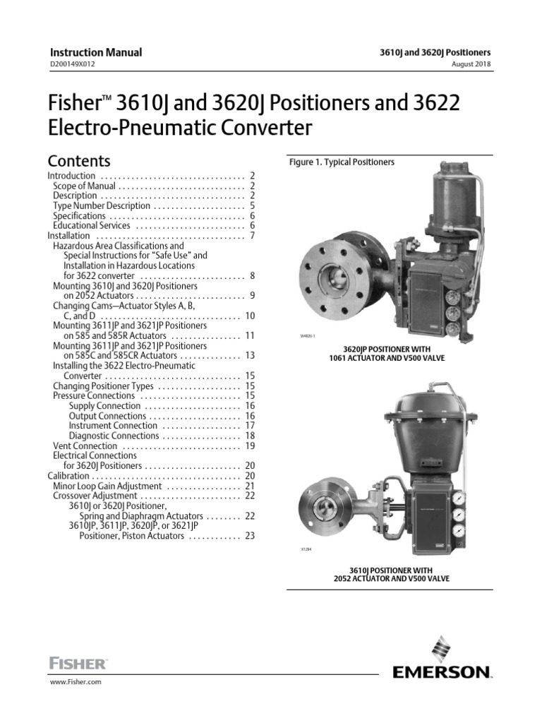Instruction Manual Fisher 3610j 3620j Positioners 3622 Electro ...