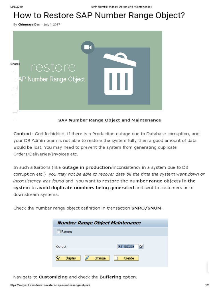 SAP Number Range Object and Maintenance | PDF | Databases | Data