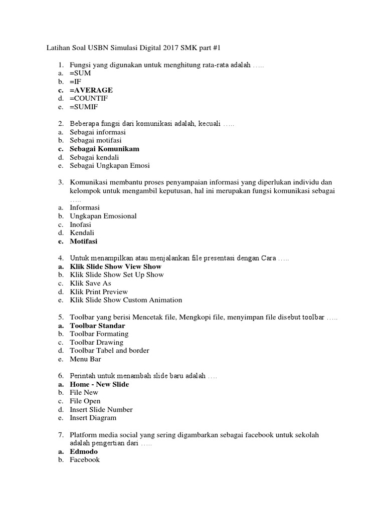 USBN SIMULASI DIGITAL 2017 | PDF