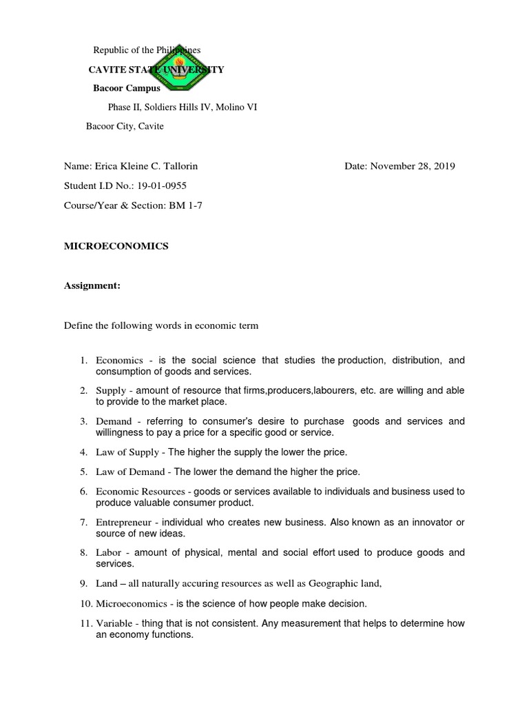 Microeconomics Terms | PDF | Supply And Demand | Economics