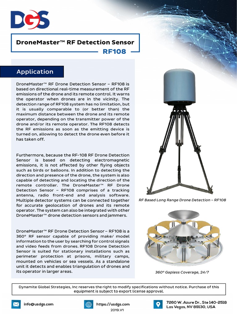 RF108 RF Based Drone/UAV Detection System Product Sheet | PDF
