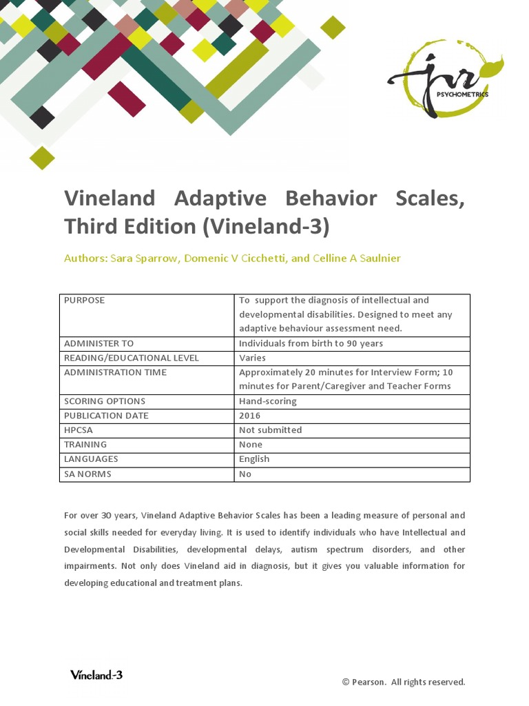 Vineland-3 | Intellectual Disability | Autism