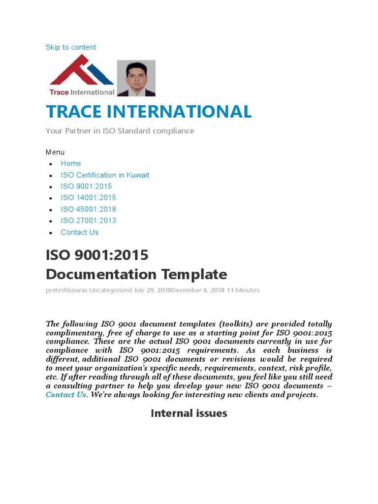 ISO Template | PDF | Iso 9000 | Quality Management System
