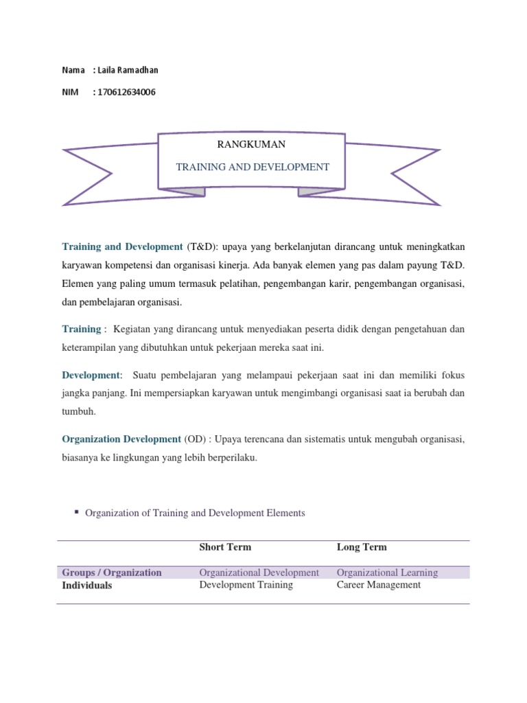 Elemen Kunci Training dan Development | PDF