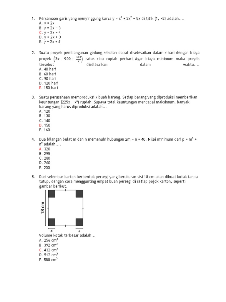 Uh MTK Wajib Xi (Aplikasi Turunan) | PDF | Metode & Bahan Ajar