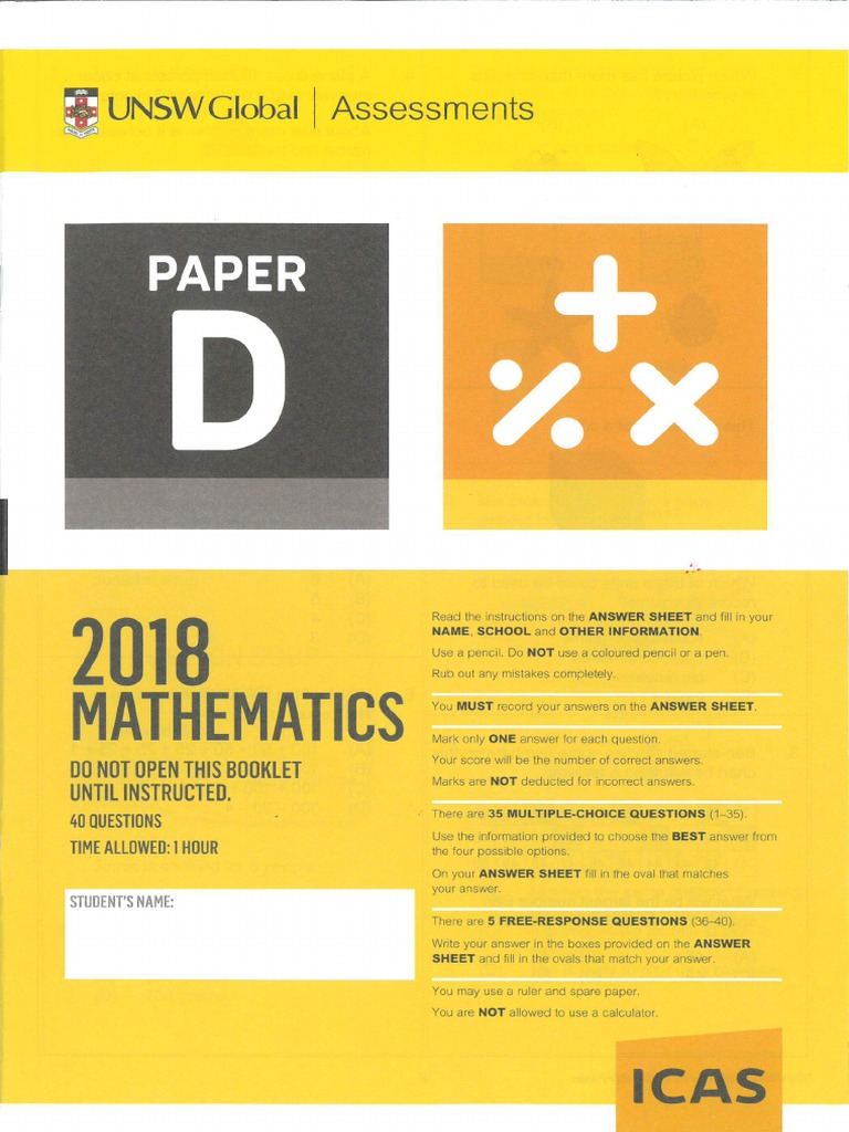 2018 I Cas 7 Maths Colour | PDF