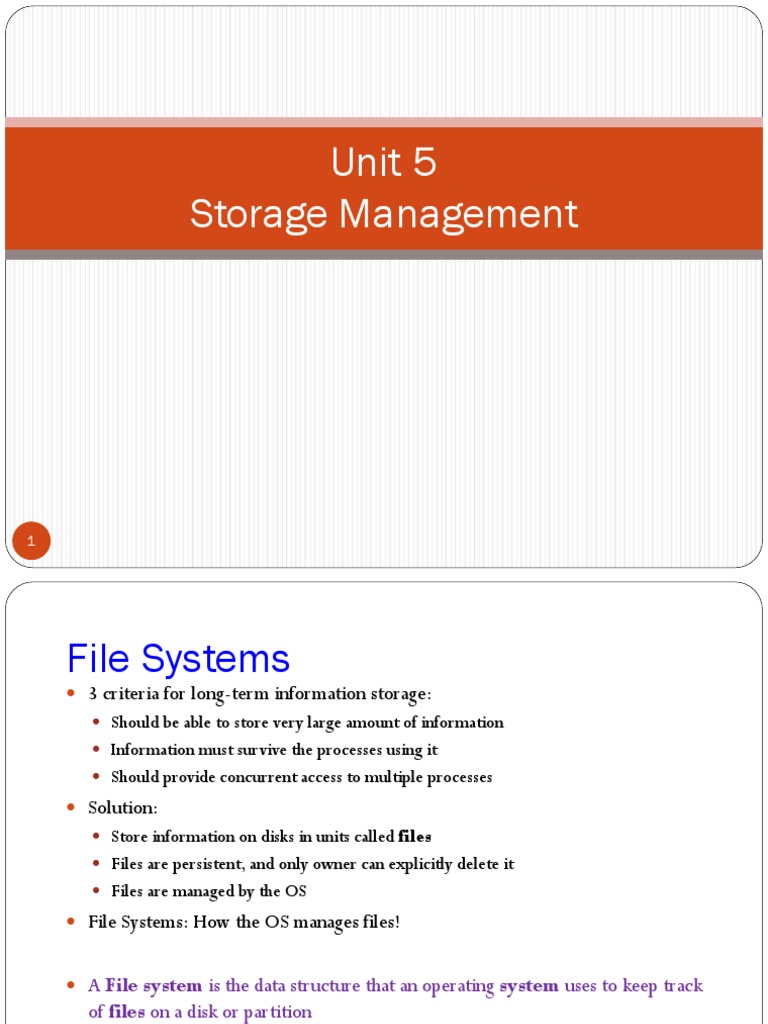 Storage Management and File Systems | PDF | File System | Computer File