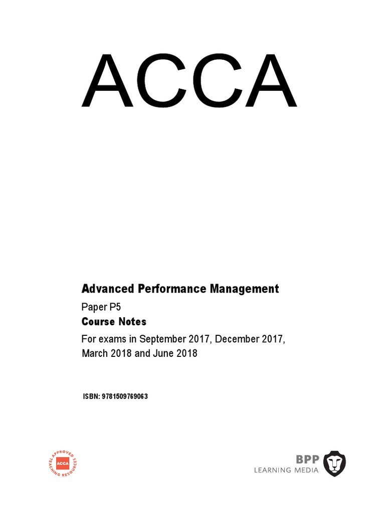 P5 Course Note 2018 | PDF | Management Accounting | Strategic Management