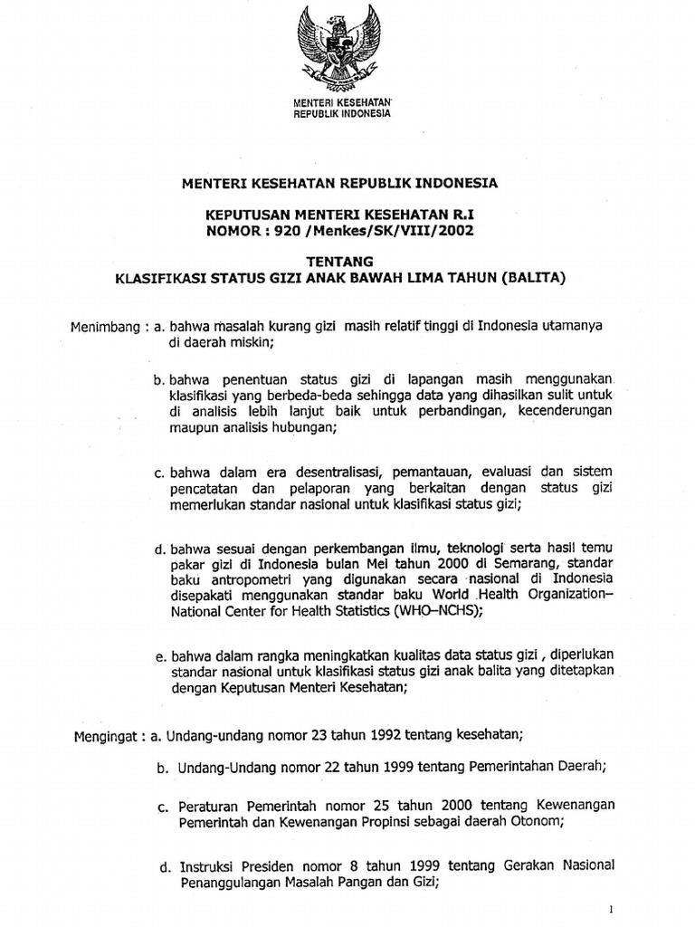 Kepmenkes 920 2002 PDF | PDF