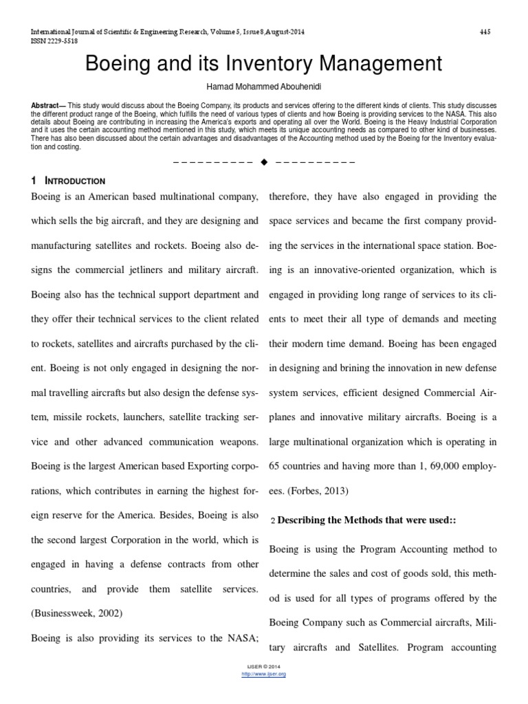 Boeing and Its Inventory Management PDF | PDF | Boeing | Arms Industry