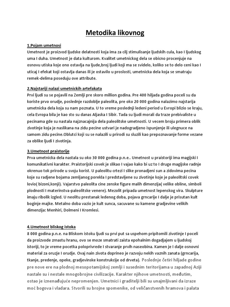 Metodika Likovnog Skripta Nova | PDF