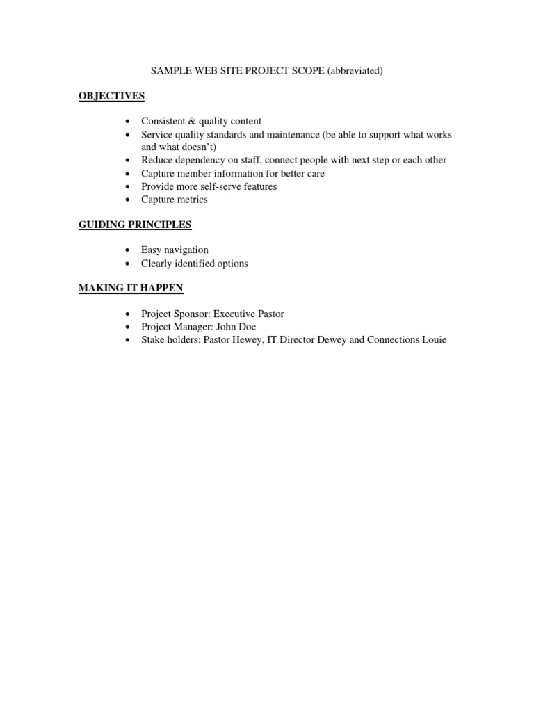 Sample Website Project Scope PDF | PDF