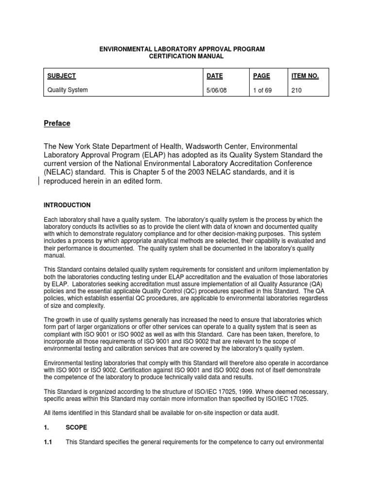 Environmental Laboratory Approval Program Certification Manual | PDF ...