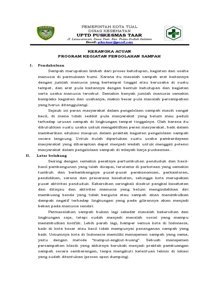 Kak Pengelolaan Sampah | PDF