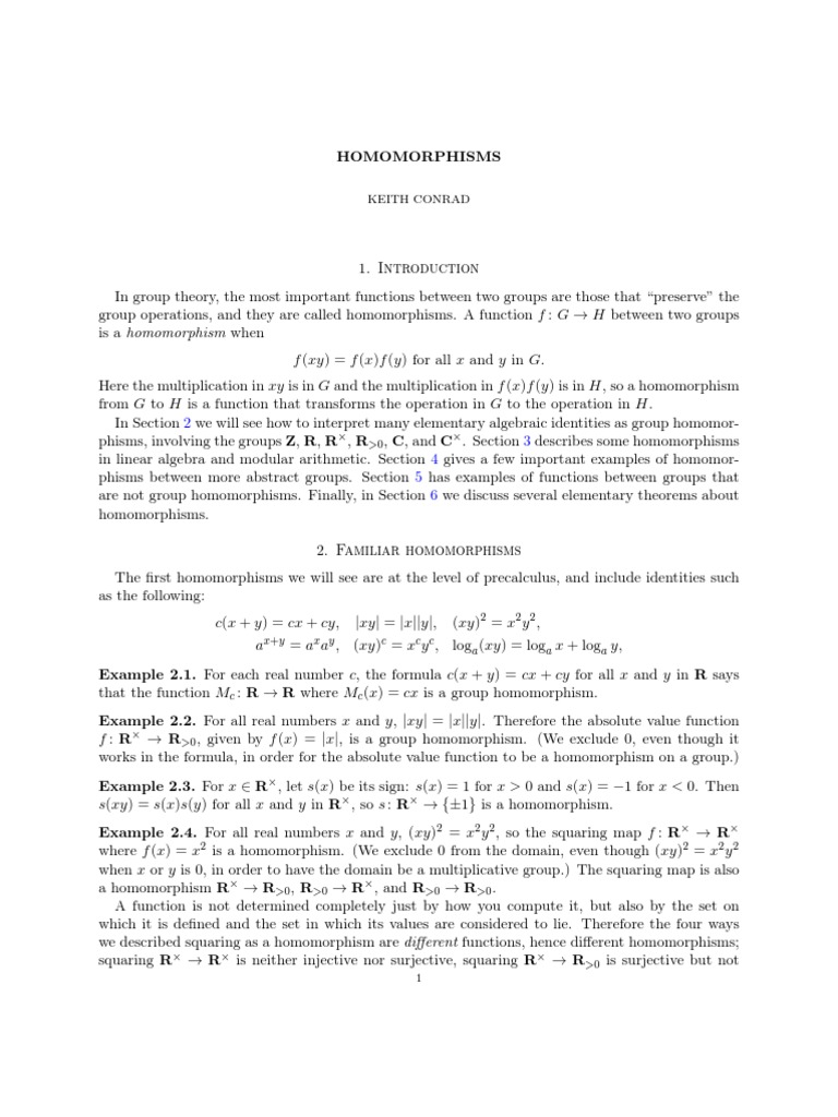 Homomorphism | PDF | Integer | Group (Mathematics)