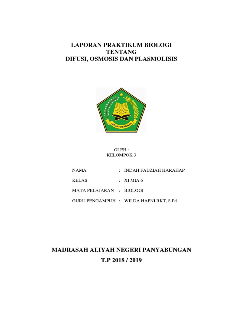 Makalah Laporan Pratikum Osmosis, Difusi, Plasmolisis | PDF