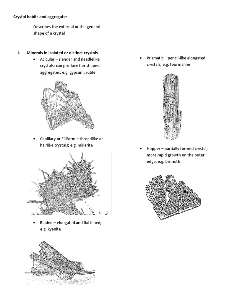 Crystal Habits and Aggregates | PDF | Mineralogy | Minerals