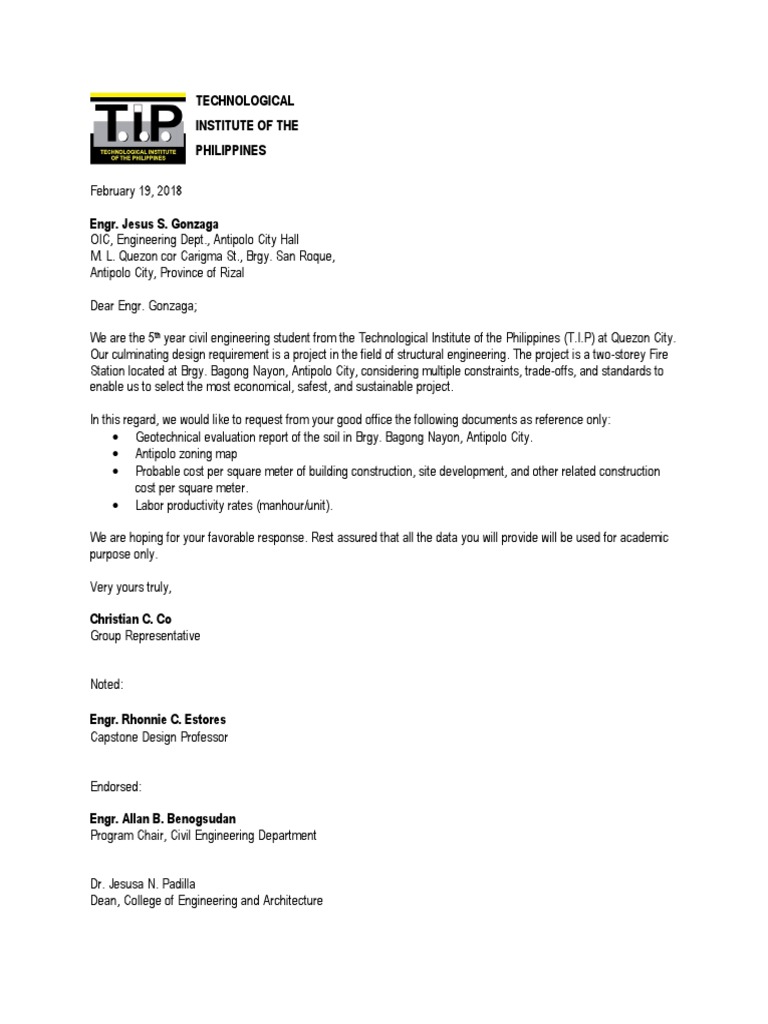 Sample Request Letter For Data Gathering | PDF