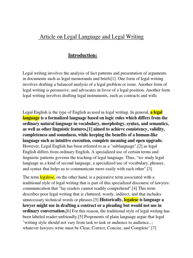 Understanding the Role and Importance of Legal Language, Writing Styles ...