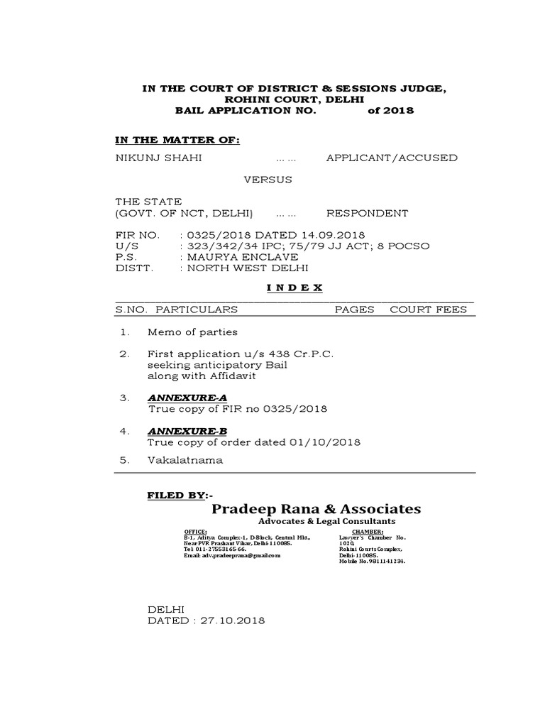 Anticipatory Bail Application - Nikunj Shahi | PDF | Bail | Affidavit