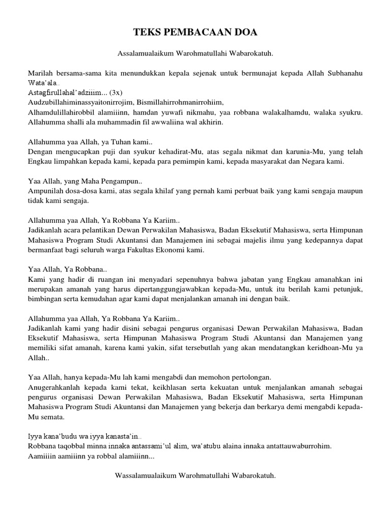 Teks Pembacaan Doa | PDF | Agama & Spiritualitas