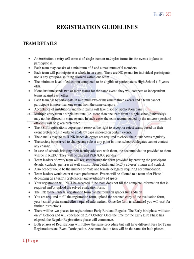 PsiFi XI Reg Guideline | PDF | Identity Document | Business