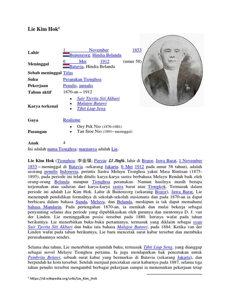 Lie Kim Hok | PDF | Sejarah | Klasik