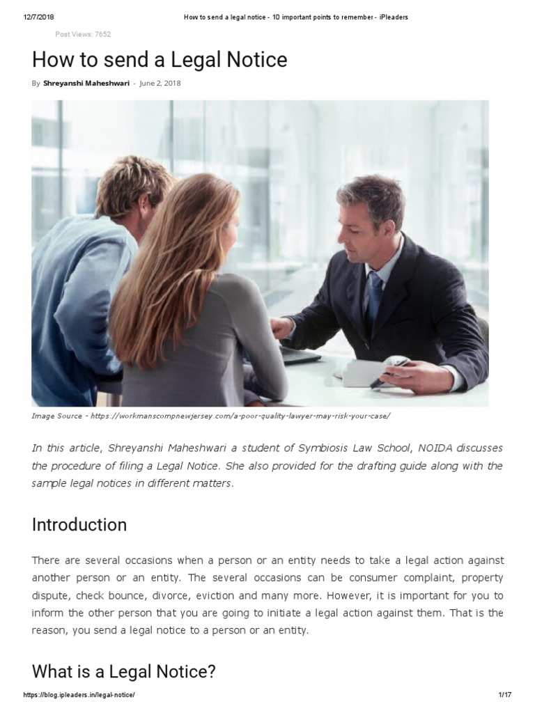 What Is A Legal Notice | PDF | Advocate | Lawsuit