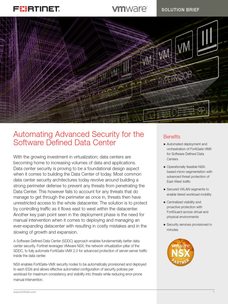 Vmware Fortinet Solution Brief PDF | PDF | Firewall (Computing) | Data Center