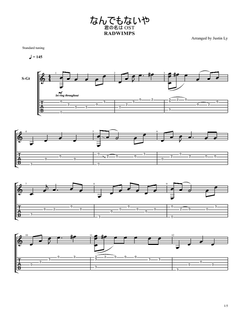 RADWIMPS - Nandemonaiya TAB PDF | PDF