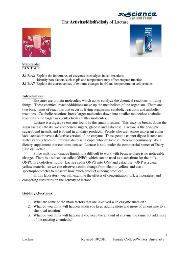 Lactase Enzyme Spectrophotometry | PDF | Carbohydrates | Enzyme
