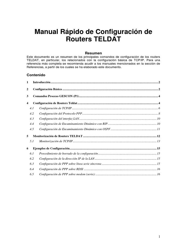Manual Teldat | PDF | Enrutador (Computación) | Dirección IP