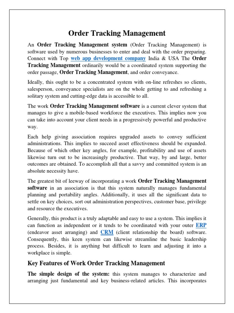 Order Tracking Management | PDF | Economies | Business