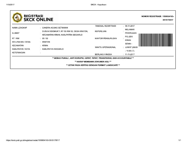 Contoh SKCK - Kepolisian | PDF