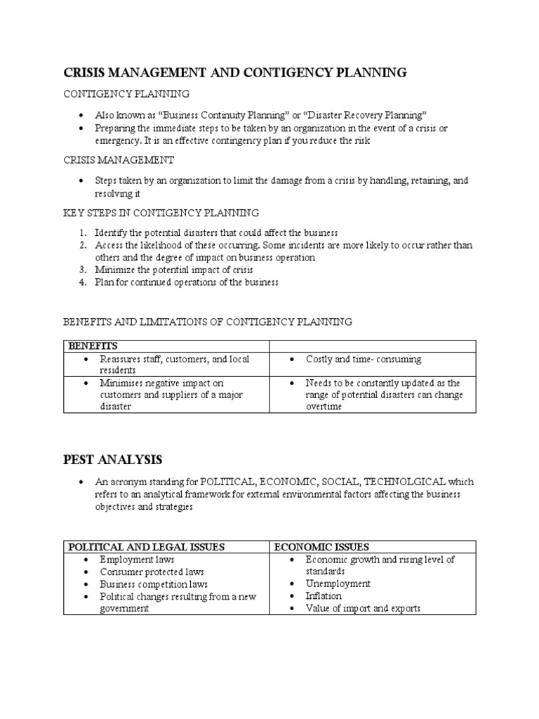 Crisis Management and Contigency Planning | PDF | Crisis Management ...