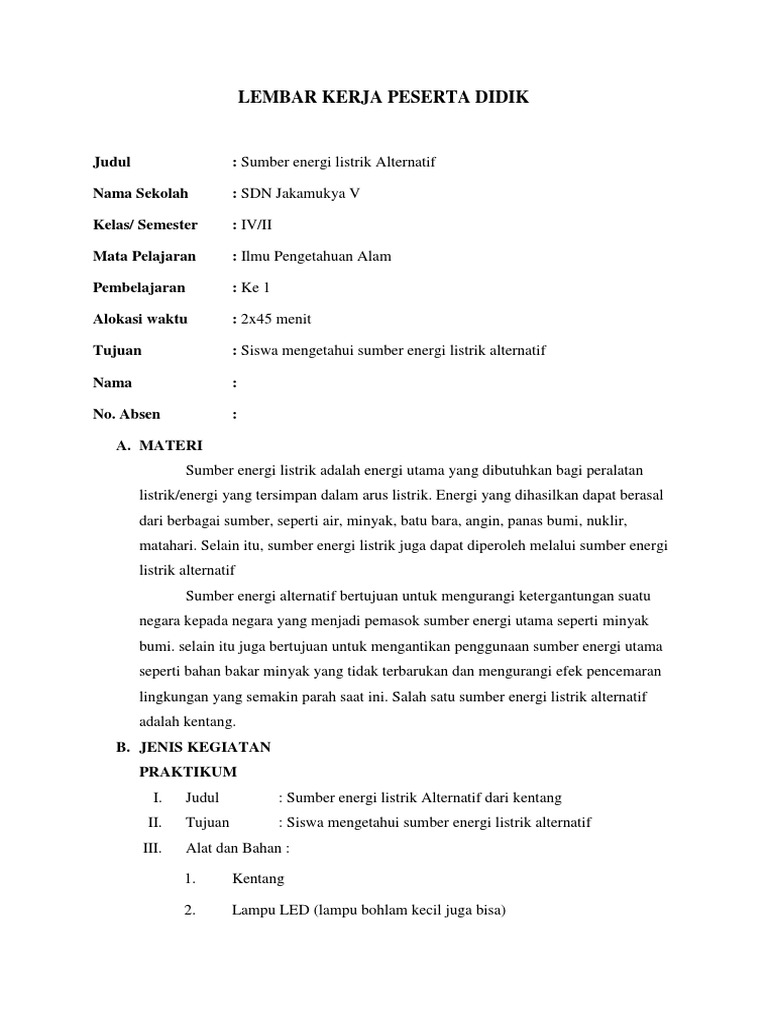 LKPD Kelas 4 Tema 9 Subtema 1 | PDF