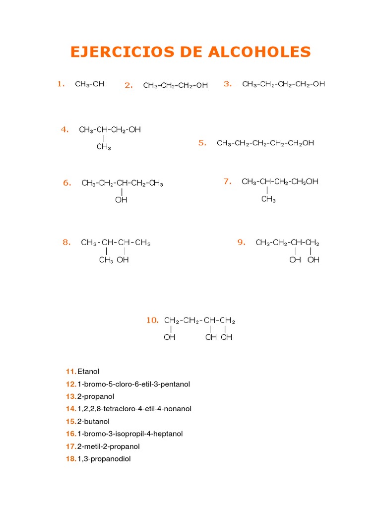 Ejercicios de Alcoholes | PDF