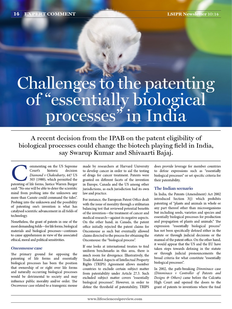 Challenges Patenting Essentially Biological Processes in India Lsipr ...
