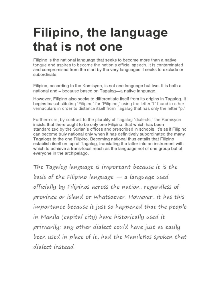 Filipino Language | PDF | Tagalog Language | English Language