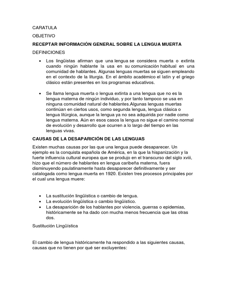 Definición y Ejemplos de Lenguas Muertas | PDF | Semiótica | Idiomas
