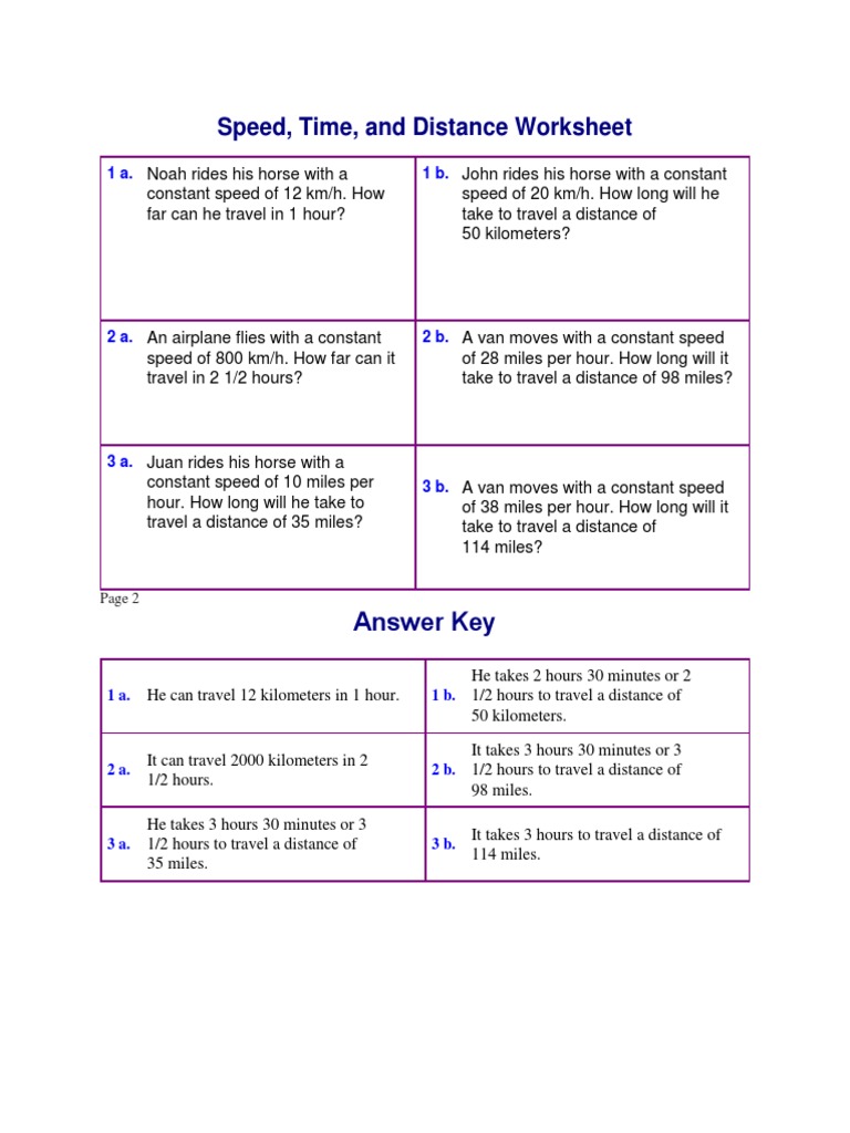 Speed Time Distance Worksheet | PDF | Speed | Physical Quantities