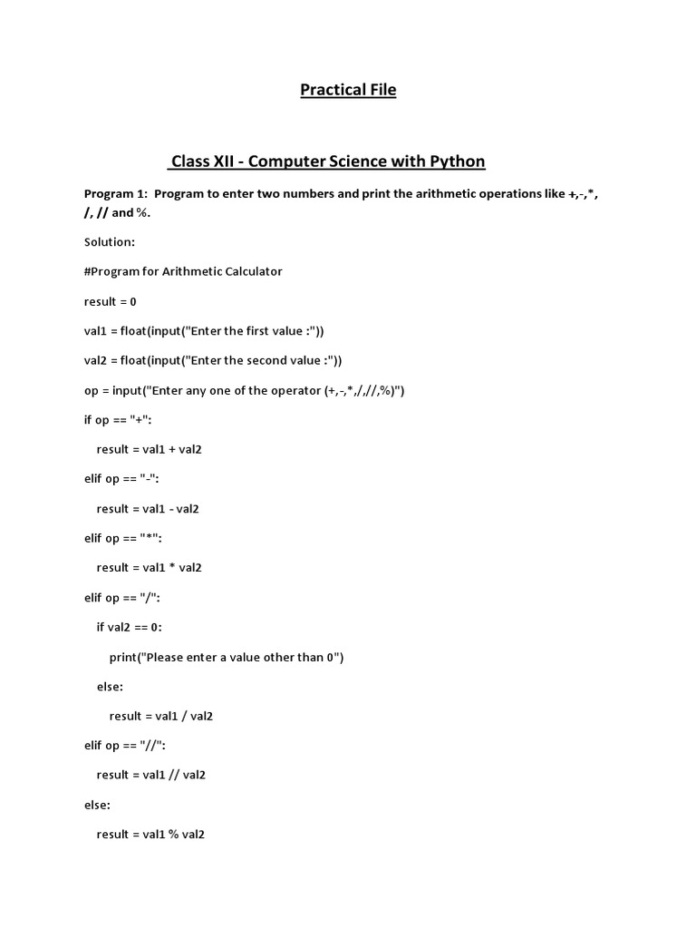 Practical File | PDF | Relational Database | Control Flow