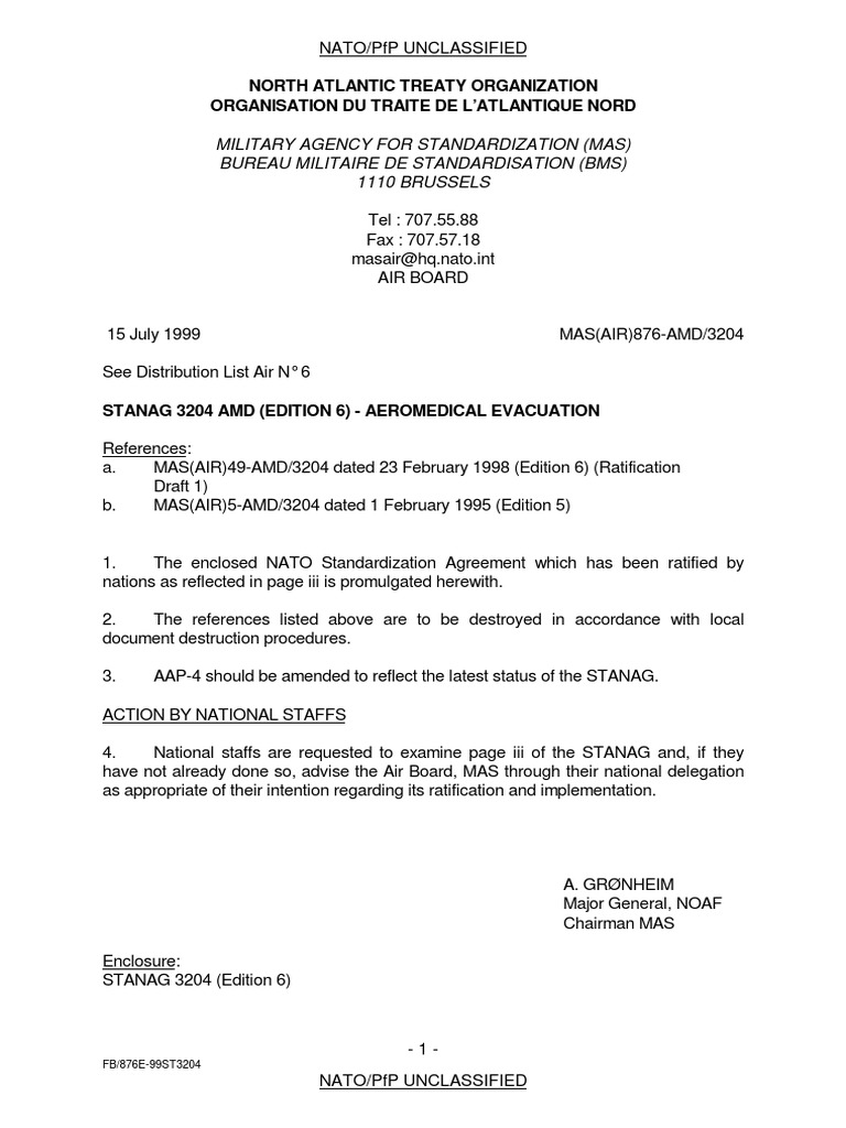 Stanag 3204 | PDF | Intravenous Therapy | Ratification