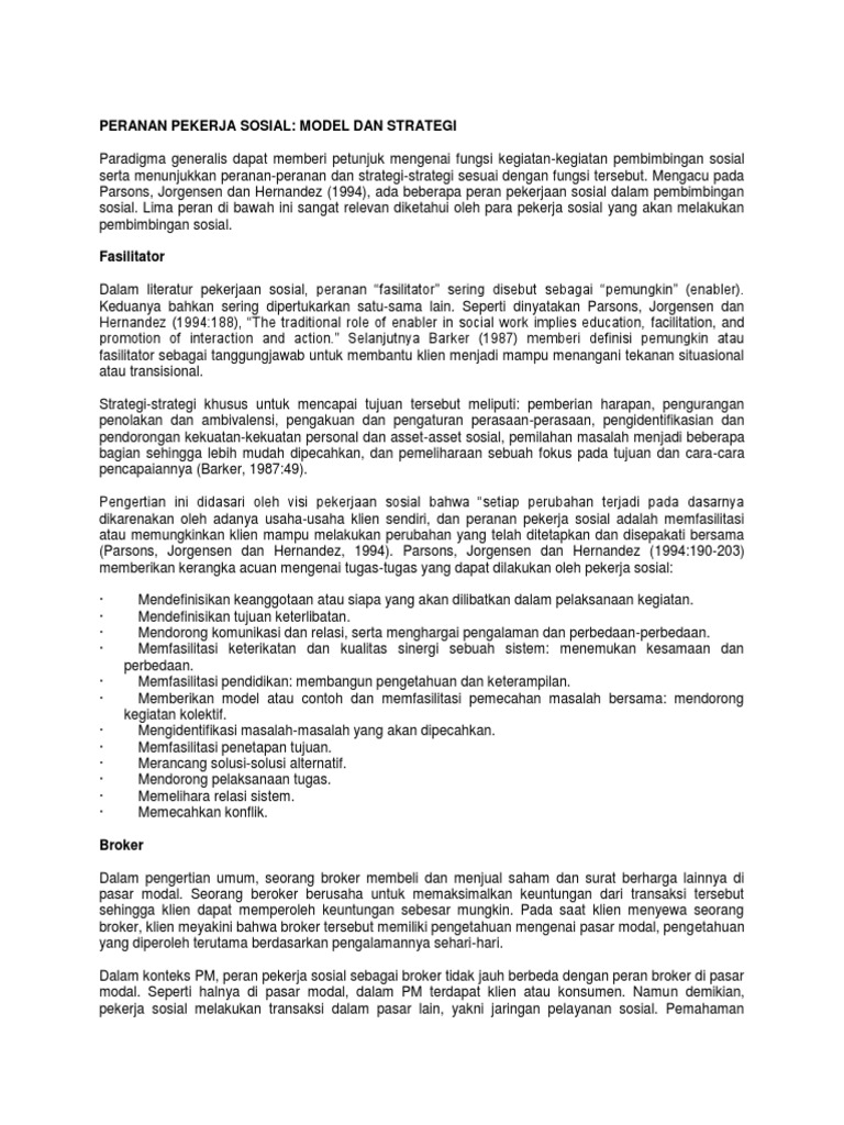 Peran Pekerja Sosial sebagai Broker | PDF