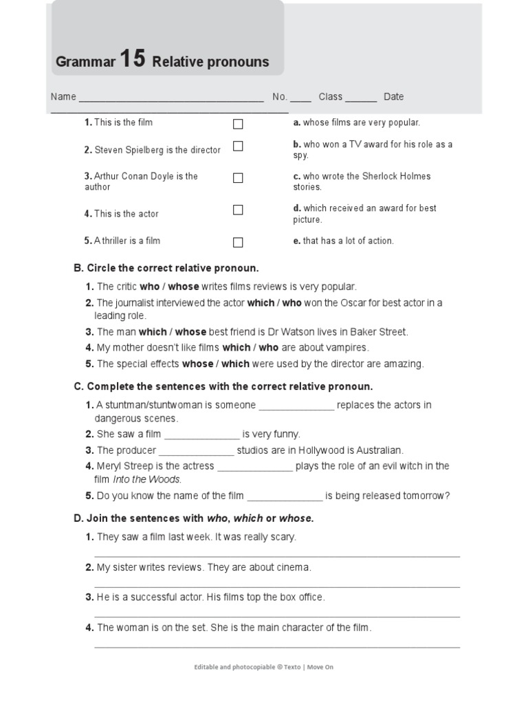 Relative Pronouns | PDF | Actor | Dr. Watson