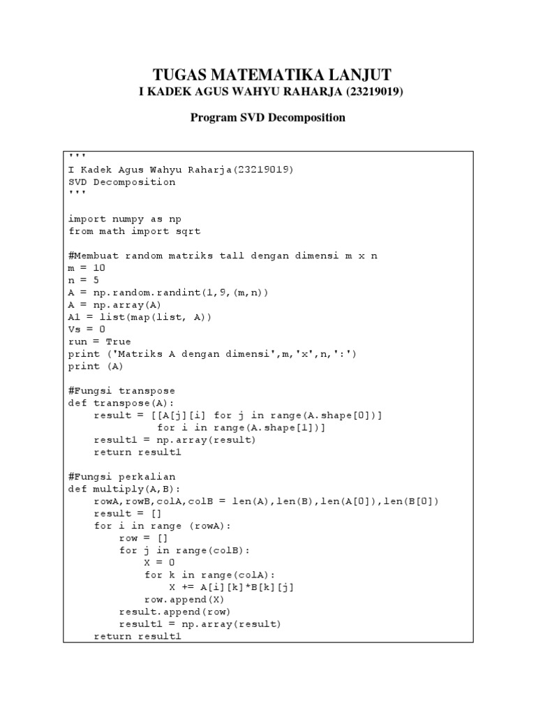 Singular Value Decomposition Pdf Eigenvalues And Eigenvectors