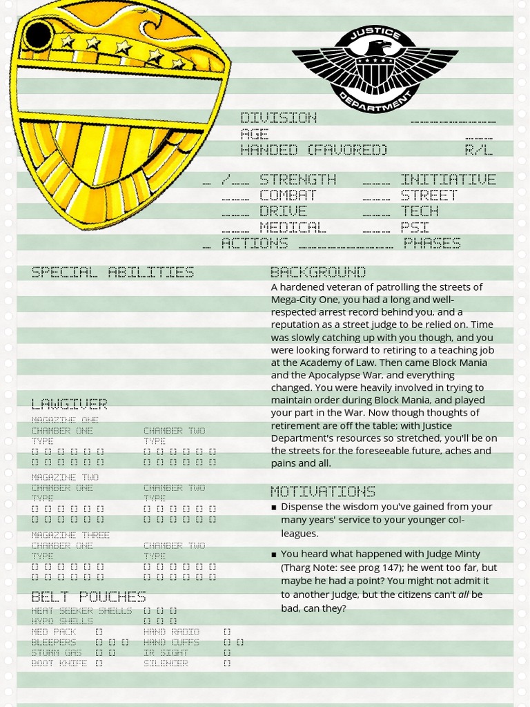 Judge Dredd RPG Character Abilities | PDF