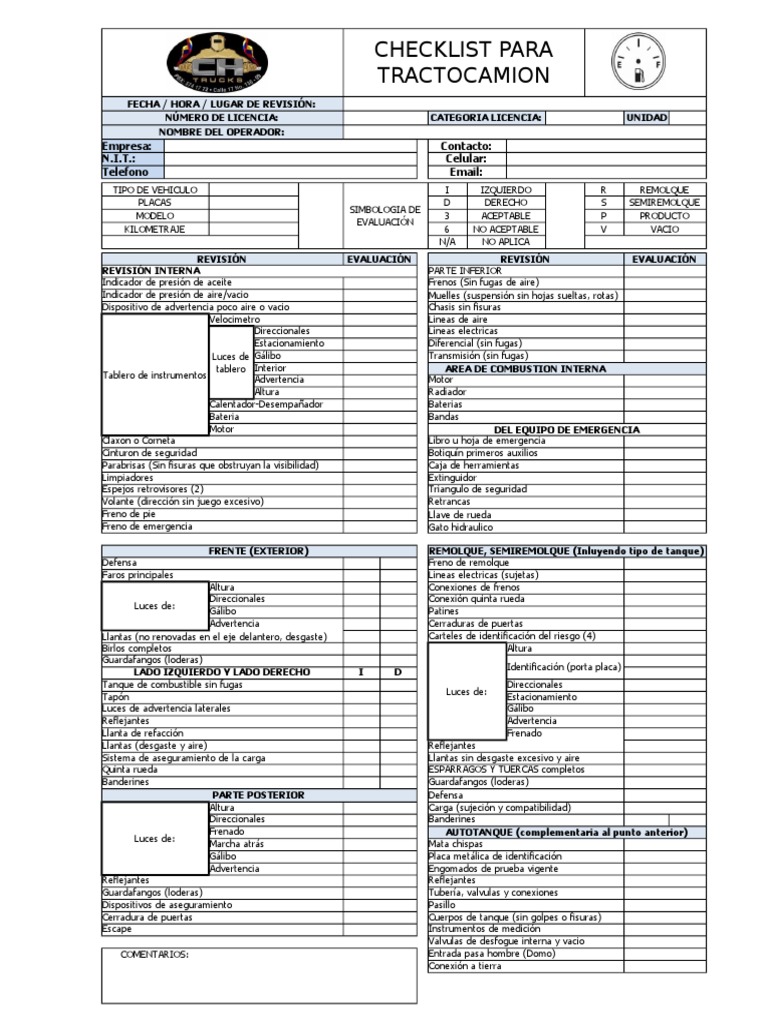 Checklist | Remolque (Vehículo) | Vehículos de ruedas