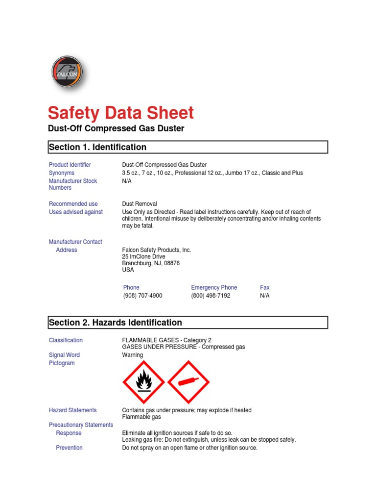 Dust-Off SDS | PDF | Dangerous Goods | Toxicity